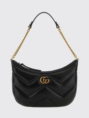 Gucci Gg Marmont Matelasse Nappa Hobo Shoulder Bag With Monogram - Black