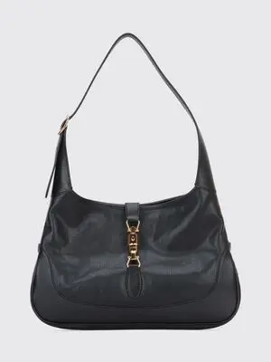 Gucci Jackie 1961 Shoulder Bag In Grained Leather With Piston Lock - Black