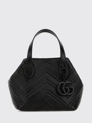 Gucci Gg Marmont Mini Top Handle Bag In Matelasse Chevron Nappa - Black