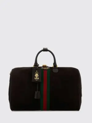 Gucci Savoy Medium Suede Monogram Travel Bag - Black