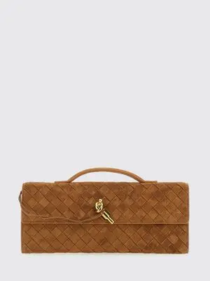 Bottega Veneta Andiamo Intrecciato Suede Leather Clutch - Brown