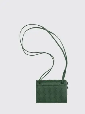 Bottega Veneta Crossbody Document Holder In Woven Nappa Lambskin - Green