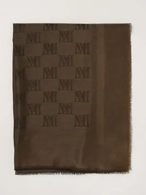 Max Mara Jacquard Monogram Wool And Silk Stole With Fringes - Green