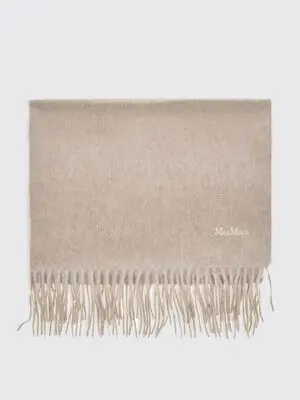 Max Mara Beige Pure Cashmere Scarf With Fringe Trim - Cream