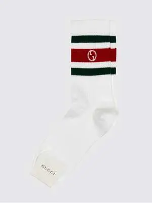 Gucci Striped Gg Monogram Cotton-blend Socks - Red