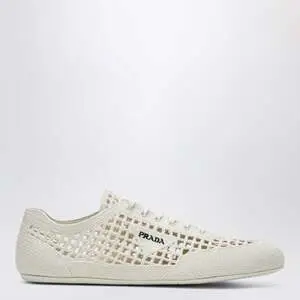 Prada Collapse Sneakers In Ivory Crochet Knit