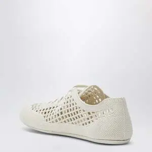 Prada Collapse Sneakers In Ivory Crochet Knit