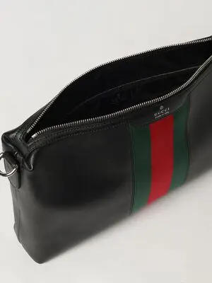 Gucci Smooth Leather Crossbody Bag With Web Detail