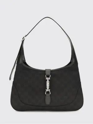 Gucci Jackie 1961 Tone-on-tone Gg Monogram Shoulder Bag In Fabric And Leather - Black