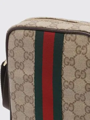 Gucci Gg Jacquard Fabric Crossbody Bag With Stripe Detail - Cream