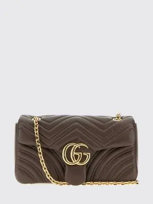 Gucci Gg Marmont Matelasse Nappa Leather Shoulder Bag With Chevron Motif - Brown