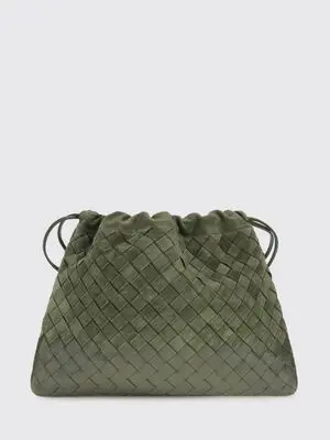 Bottega Veneta Intrecciato Woven Calf Leather Bucket Clutch With Drawstring Closure - Green