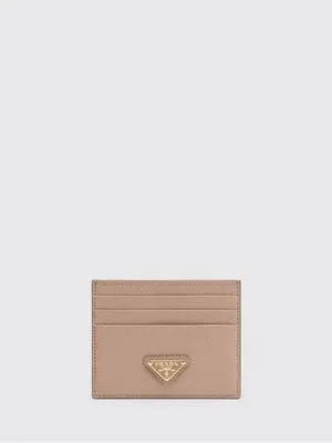 Prada Calf Leather Card Holder With Logo - Pink