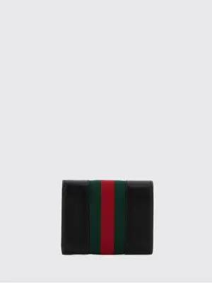 Gucci Horsebit Web Trifold Calfskin Wallet With Web Detail - Black