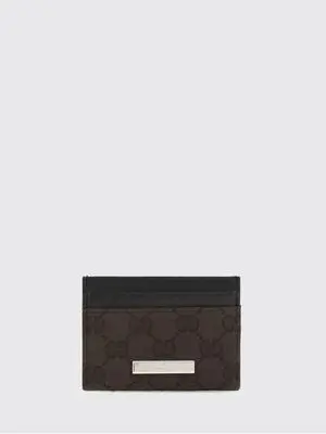Gucci Gg Monogram Jacquard Fabric And Smooth Leather Flat Card Holder
