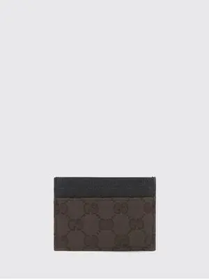 Gucci Gg Monogram Jacquard Fabric And Smooth Leather Flat Card Holder