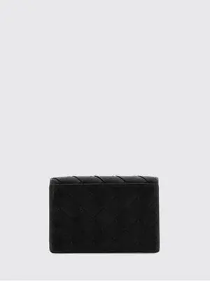 Bottega Veneta Bifold Woven Lambskin Card Holder With Snap Button