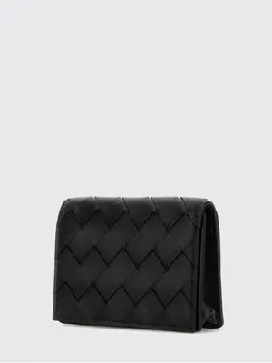Bottega Veneta Bifold Woven Lambskin Card Holder With Snap Button