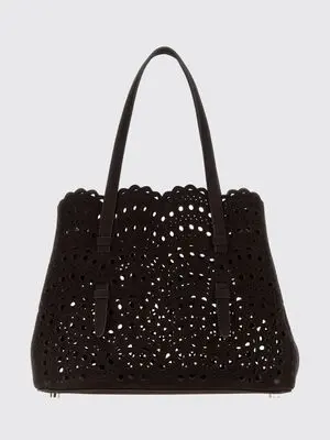 ALAIA Mina Alaia Perforated Suede Shoulder Bag With Removable Pouch