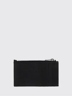 Saint Laurent Grain De Poudre Leather Card Holder With Chevron Pattern And Logo