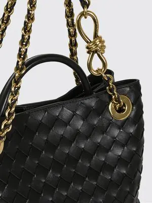 Bottega Veneta Andiamo Intrecciato Lambskin Handbag - Black