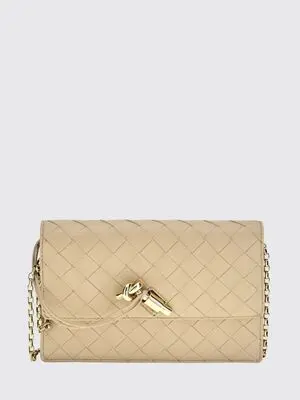 Bottega Veneta Andiamo Mini Intrecciato Lambskin Bag With Chain Strap - Cream