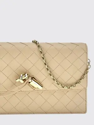 Bottega Veneta Andiamo Mini Intrecciato Lambskin Bag With Chain Strap - Cream