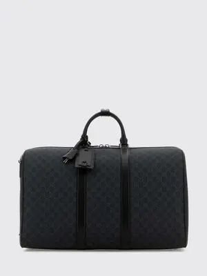 Gucci Large Gg Supreme Duffle Bag With Monogram And Leather Details - Black