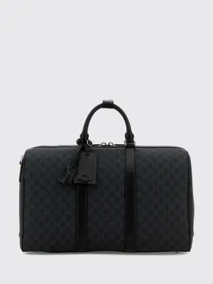 Gucci Gucci Men Gg Supreme Duffle Bag Gucci With Leather Handles And Padlock Black