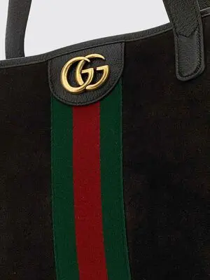 Gucci Ophidia Suede Tote Bag With Gg Monogram And Web Stripe