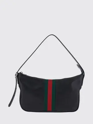 Gucci Lunetta Web Leather Shoulder Bag - Black