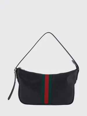 Gucci Lunetta Web Leather Shoulder Bag - Black