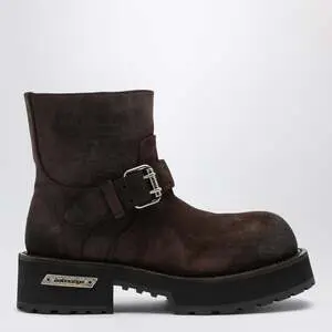 Balenciaga Venom Mini Waxed Suede Calfskin Boots - Brown