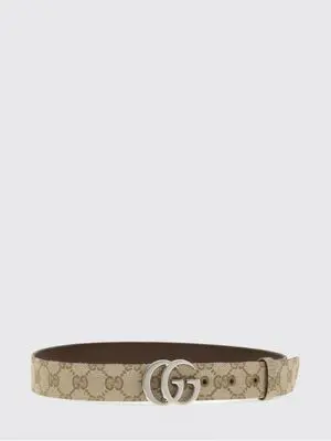 Gucci Belt In Coated Cotton With Gg Monogram Buckle - Cream