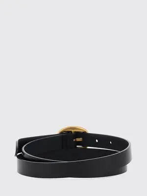 Saint Laurent Calfskin Leather Belt With Engraved Logo Buckle - Black