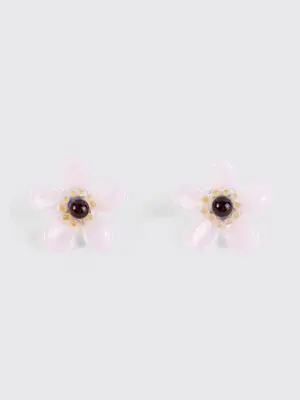 ALAIA Bloom Flower-shaped Glass And Brass Stud Earrings - Pink