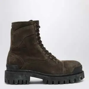 Balenciaga Combat Strike Olive Suede Calfskin Boots