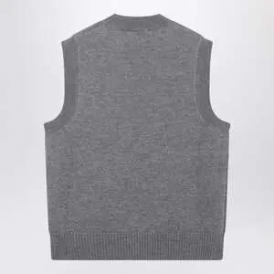 AMI Paris Grey De Coeur Vest In Wool