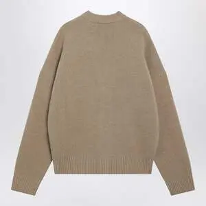 AMI Paris Beige De Coeur Cardigan In Alpaca Blend