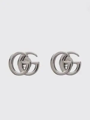 Gucci Gg Marmont Stud Earrings In -toned Brass With Butterfly Closure - Silver