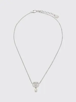 Gucci Brass Choker Necklace With Synthetic Pearls And Rhinestone Gg Logo - White