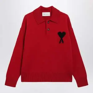 AMI Paris De Coeur Polo Jumper In Wool