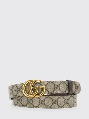 Gucci Marmont Reversible Gg Supreme Canvas And Leather Belt With Double G Buckle - Cream