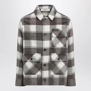 GOLDEN GOOSE Shirt Jacket With Taupe/cream Check Pattern In Mohair Blend - Multicolor