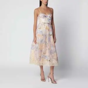 Zimmermann Valiant Hydrangea Silk Linen Midi Dress