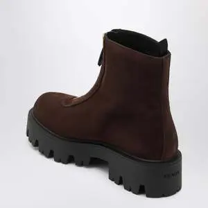 Prada Moro Suede Ankle Boots With Zip