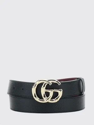 Gucci Gg Marmont Grained Calfskin Leather Belt With Double G Buckle - Black