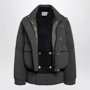 Sacai Down Jacket With Wool Insert - Green