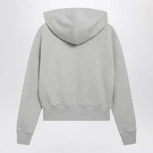 AMI Paris Cotton Zip-up Sweatshirt With Embroidered Logo - Gray