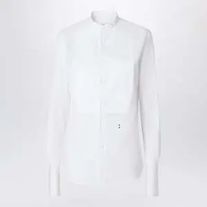Fendi Cotton Poplin Mandarin Collar Shirt - White